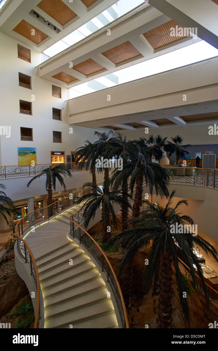Hotel inside view with palm trees Stock Photo - Alamy