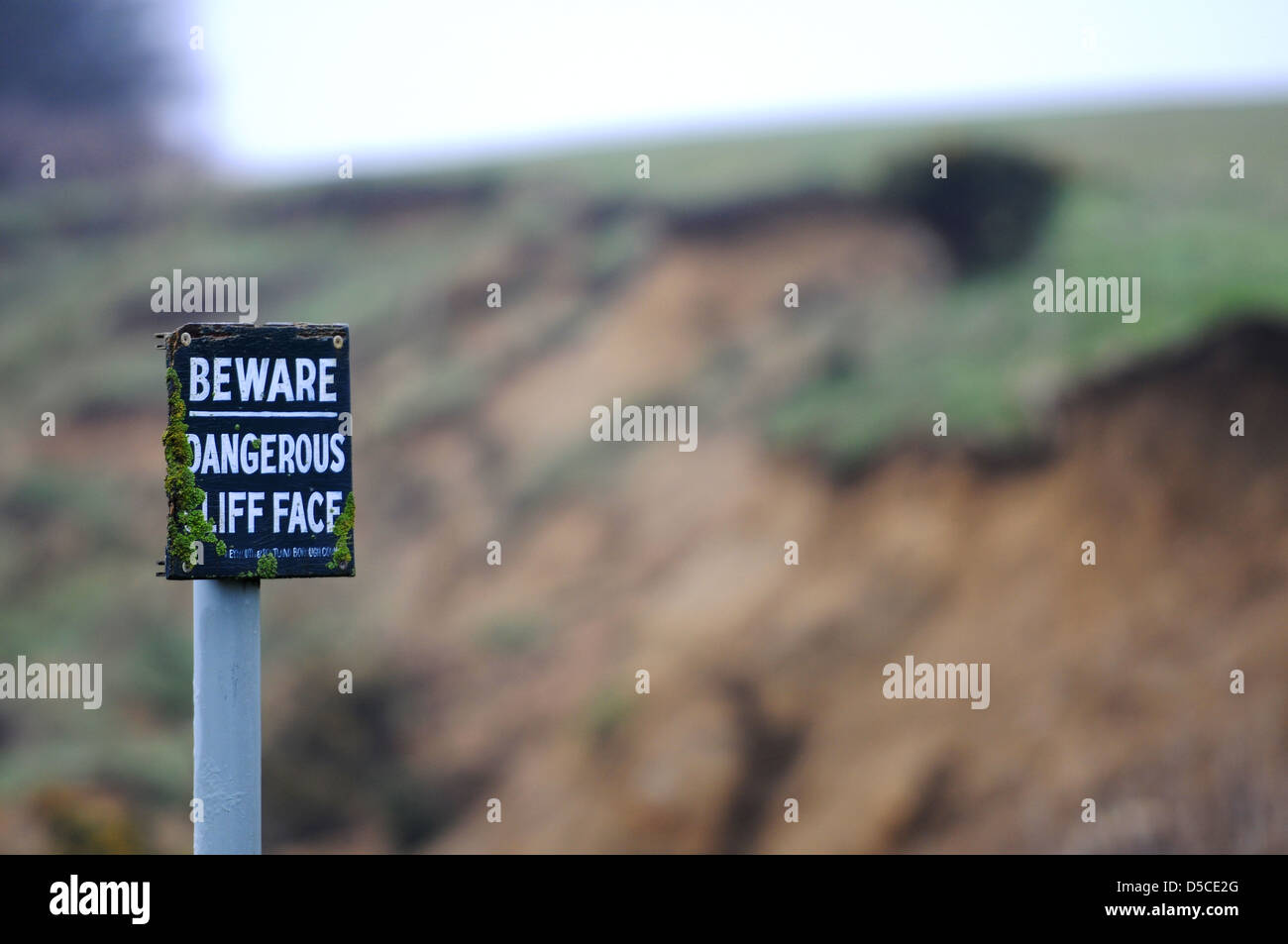 Cliff fall, cliff falls, Beware Dangerous Cliff Face sign, UK Stock ...