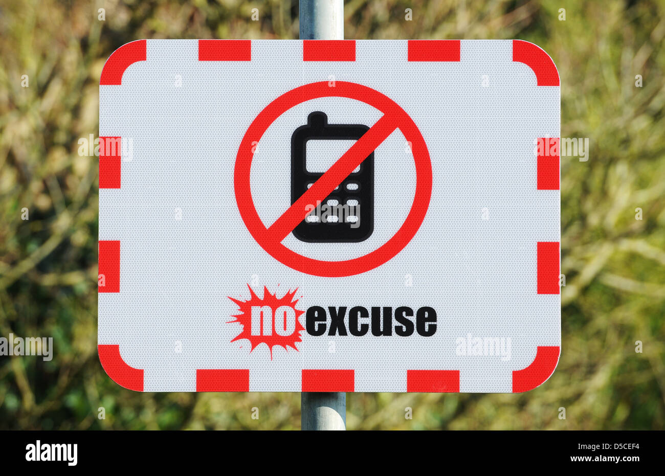 No Excuse Road safety sign, no mobile phone whilst driving sign, UK ...