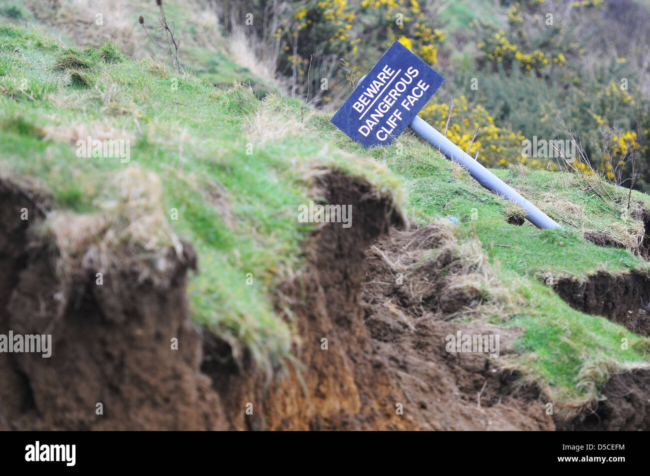 Cliff fall, cliff falls, Beware Dangerous Cliff Face sign, UK Stock ...