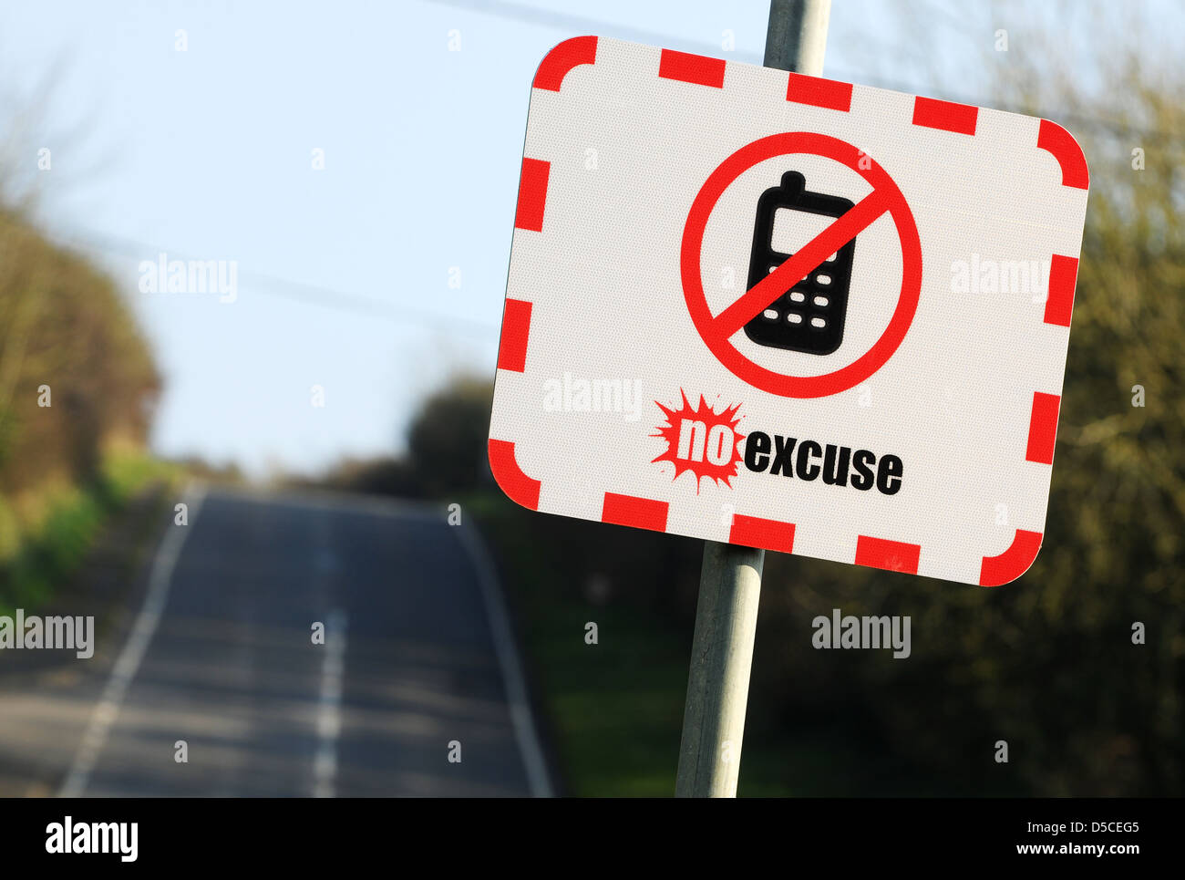 No Excuse Road safety sign, no mobile phone whilst driving sign, UK ...