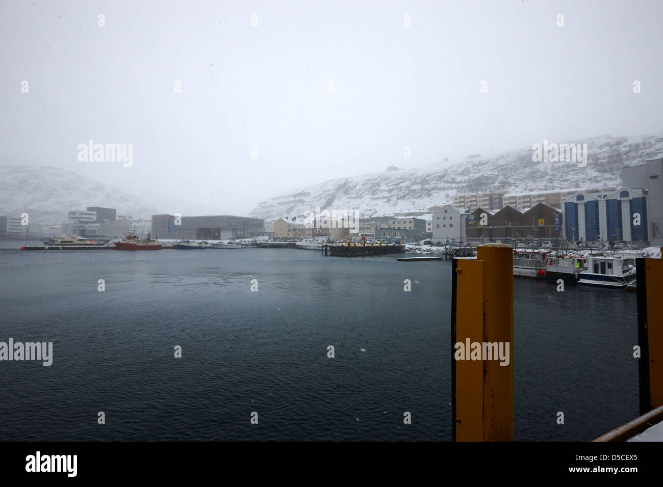 hammerfest harbour in winter finnmark norway europe Stock Photo - Alamy