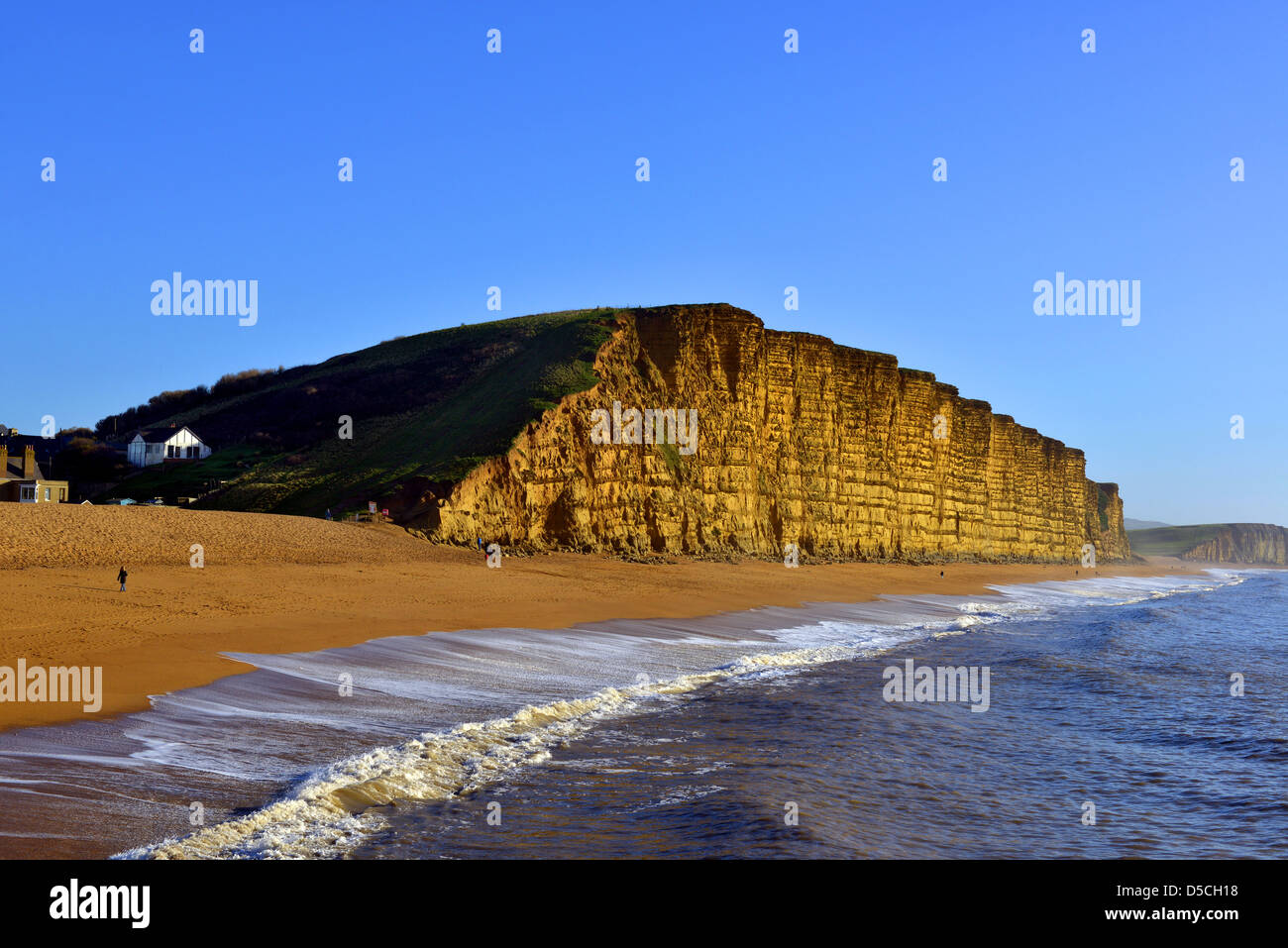 West Bay Beach and East cliff, Westbay, Dorset, Britain, UK Stock Photo ...