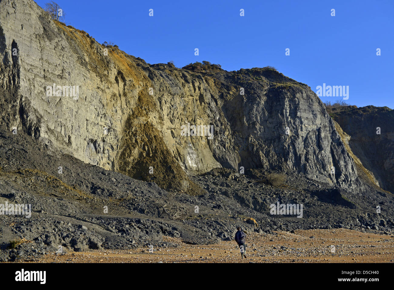 Landslide, unstable cliffs at Charmouth in Dorset, Britain, UK Stock ...