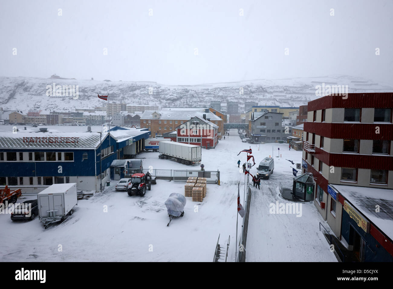 hammerfest port and town centre in winter finnmark norway europe Stock ...