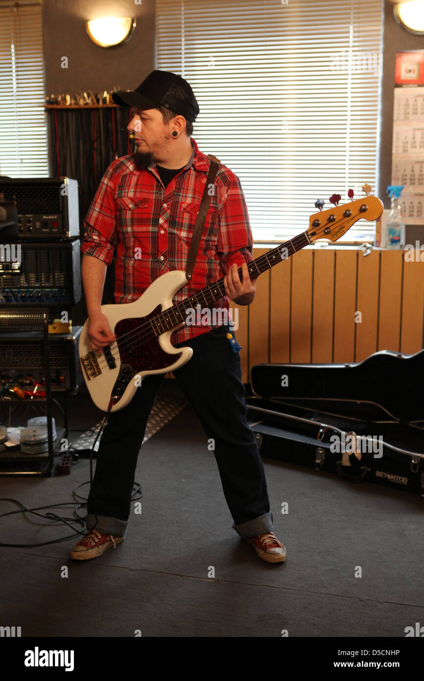 Adam Dera (Ado) of the band 'Betontod' recording the new album called ...