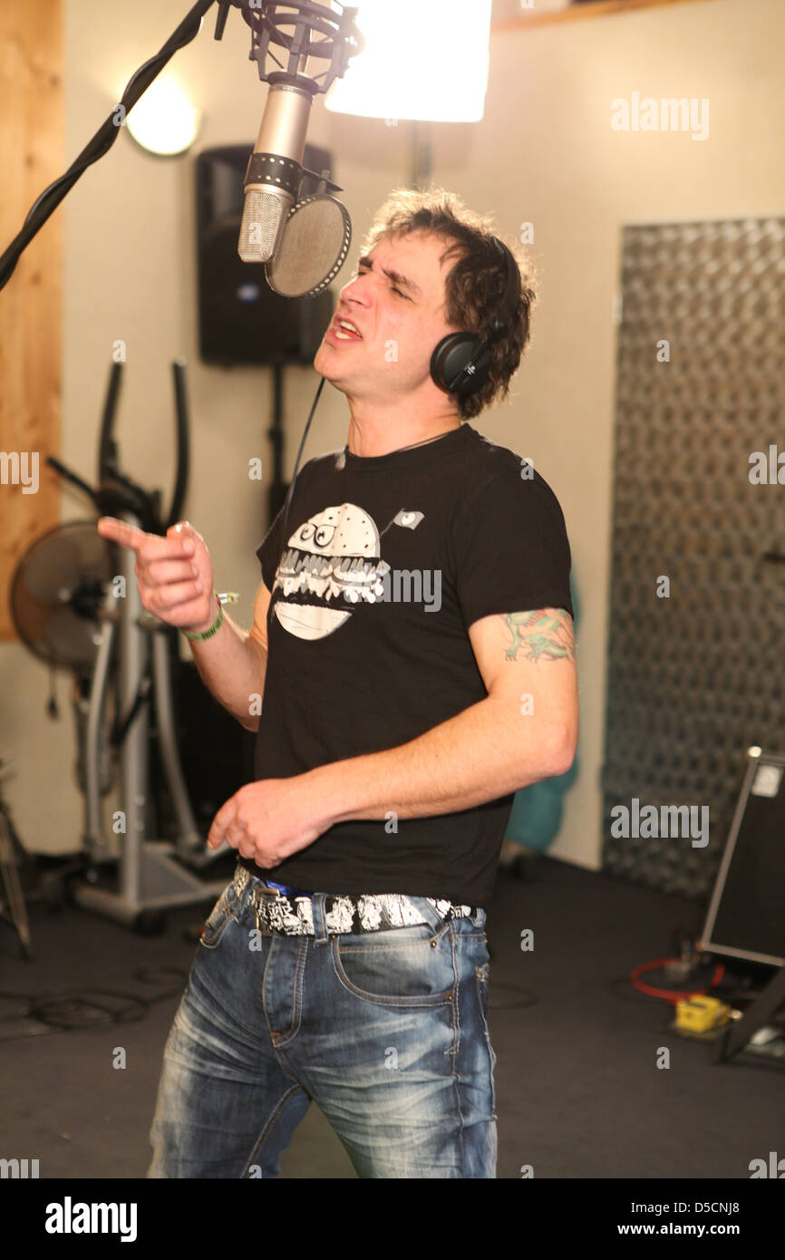 Oliver Meister (Meister) of the band 'Betontod' recording the new album ...