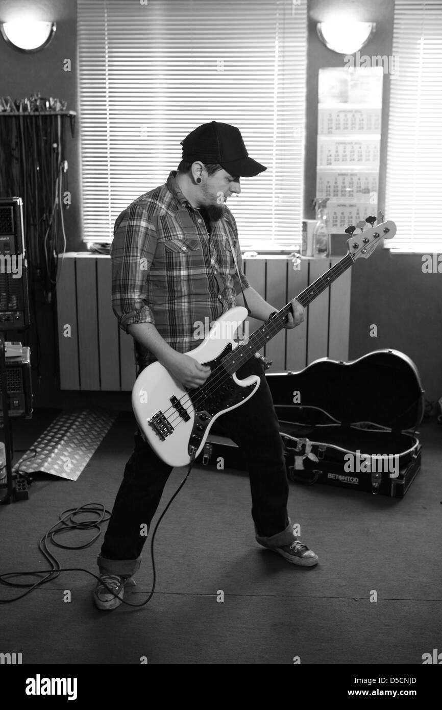 Adam Dera (Ado) of the band 'Betontod' recording the new album called ...
