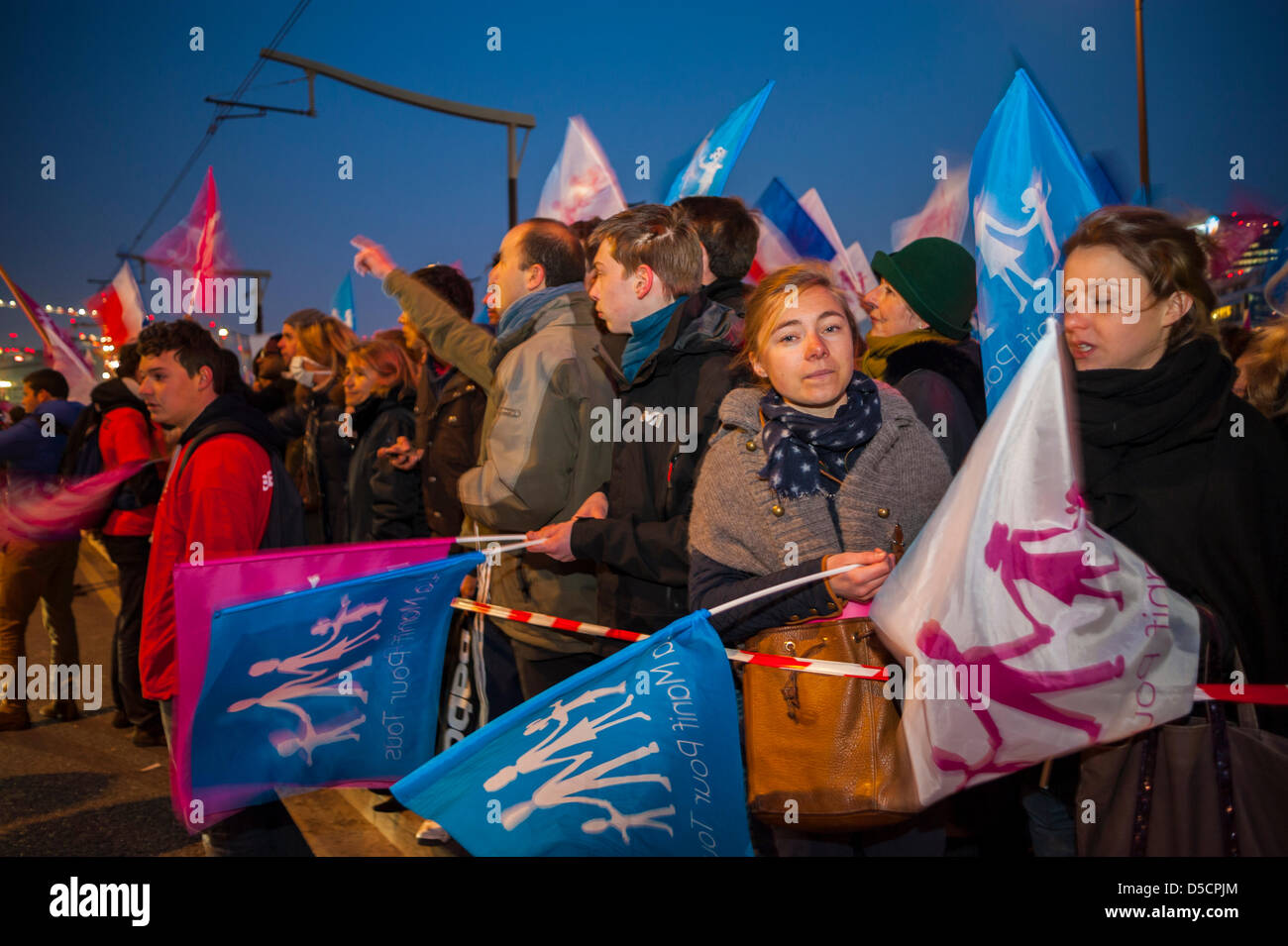 Paris, France. Crowd Scene, Young Conservatives Rally Protesting Large ...