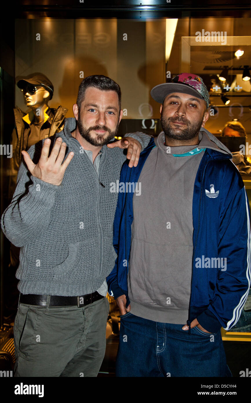 German rapper Das Bo of X-Factor and sidekick DJ Plazebo the launch of ...