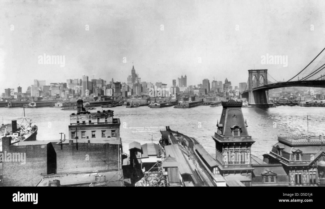 Brooklyn bridge and the boroughs of Brooklyn and Manhattan, circa 1900 ...