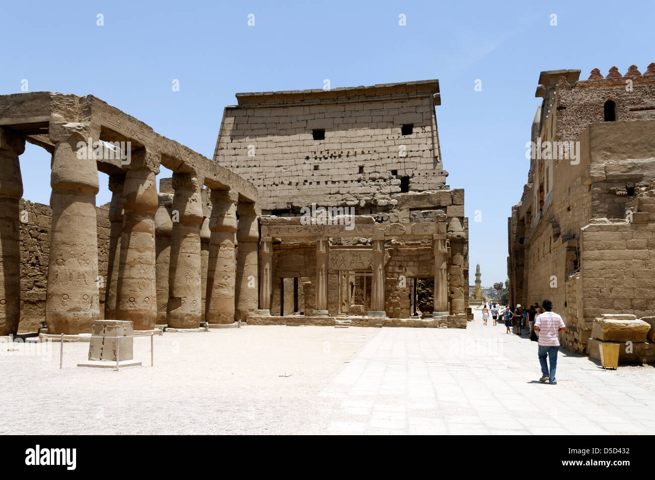 Egypt. Rear view of the Temple of Luxor first pylon gateway and the ...