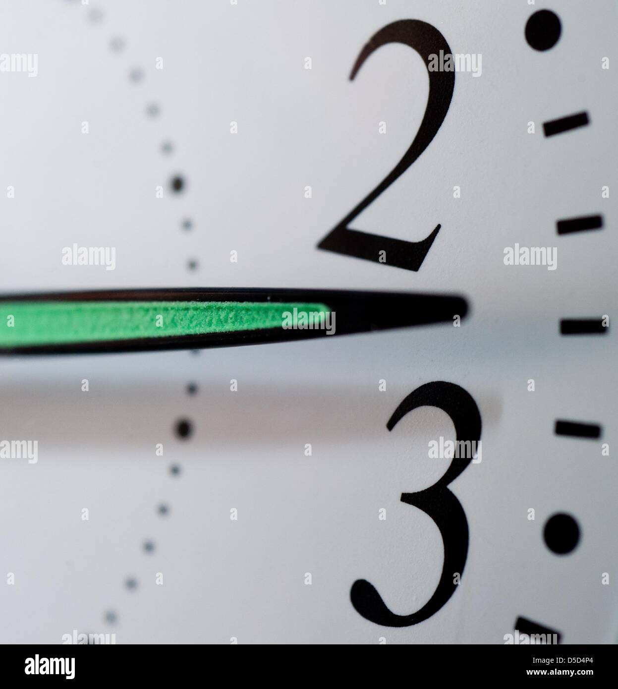 ILLUSTRATION - A clockhand is located between two and three o'clock in ...