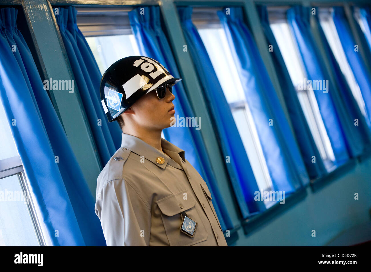 Republic of Korea servicemen stand guard at the conference rooms in the ...