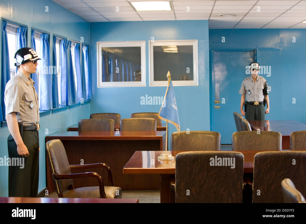 Republic of Korea servicemen stand guard at the conference rooms in the ...