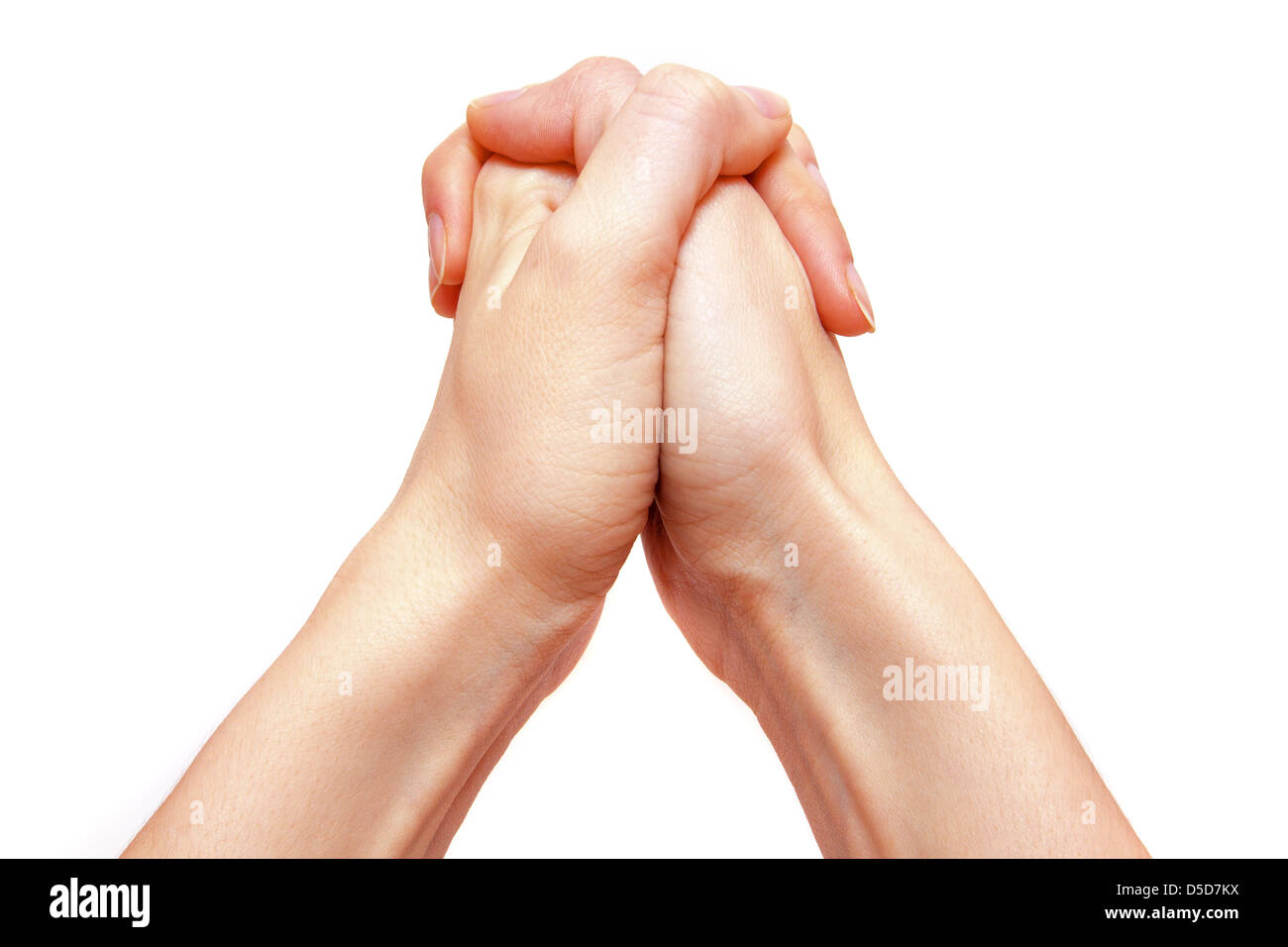 Female praying hands isolated on white background Stock Photo - Alamy