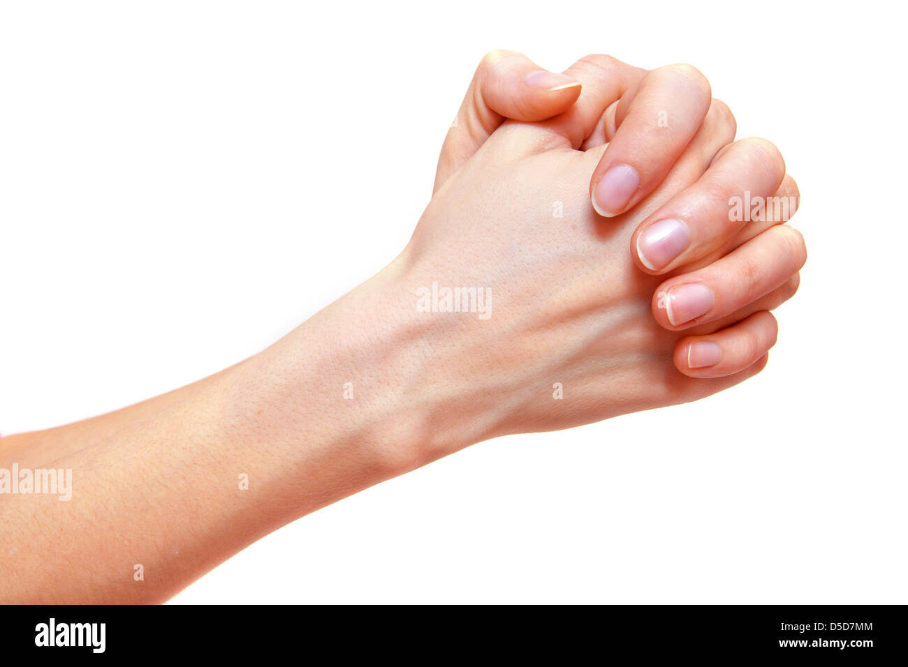 Female praying hands isolated on white background Stock Photo - Alamy