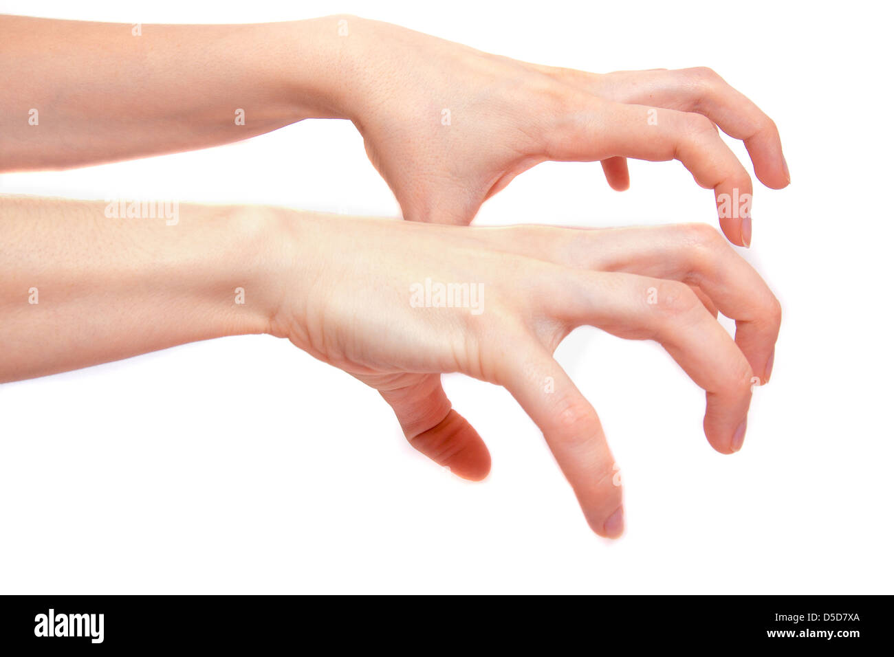 Scary, frightening hands isolated on white background Stock Photo - Alamy
