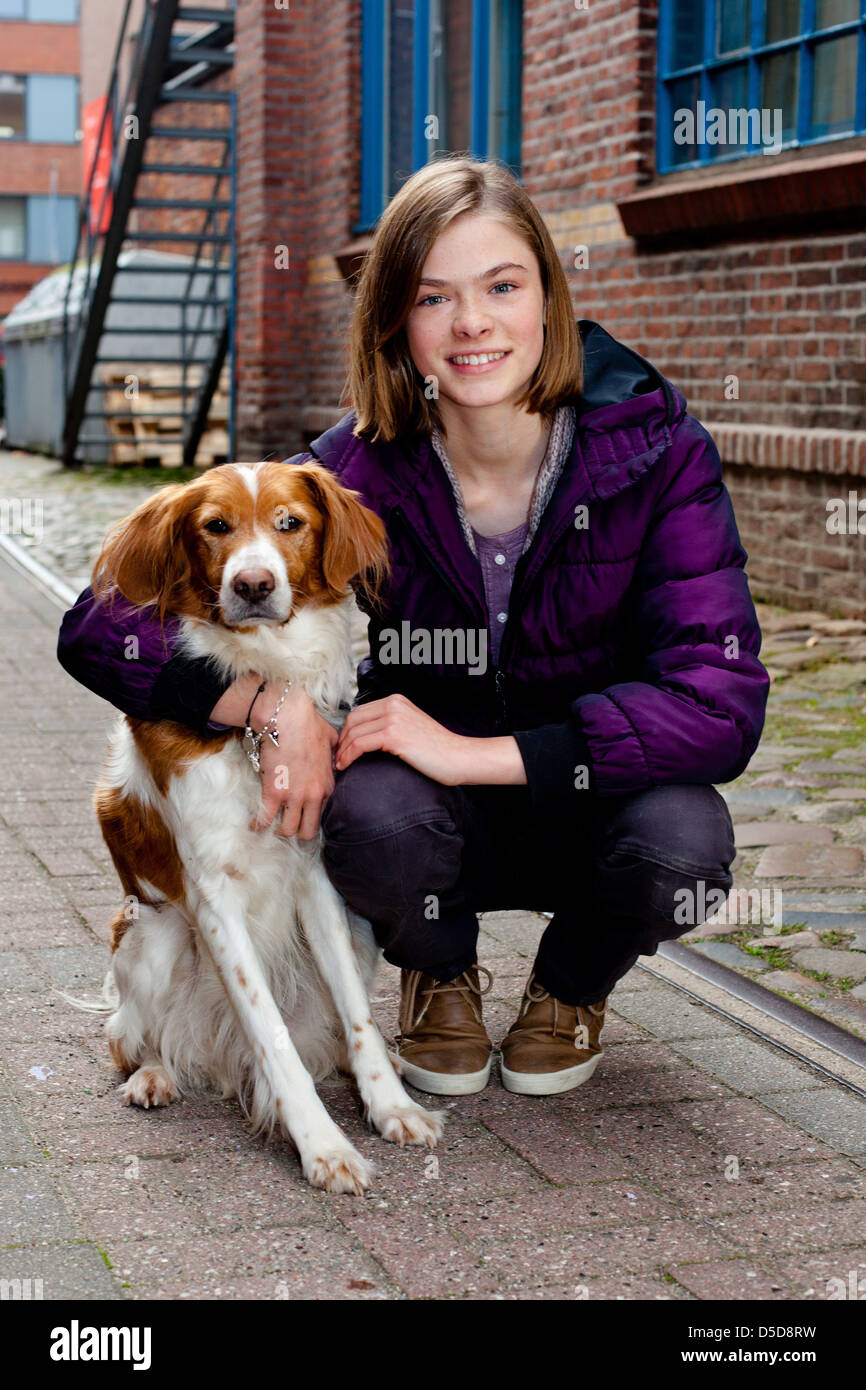 Pauline Renevier and film dog Jette photocall to promote TV mini series ...