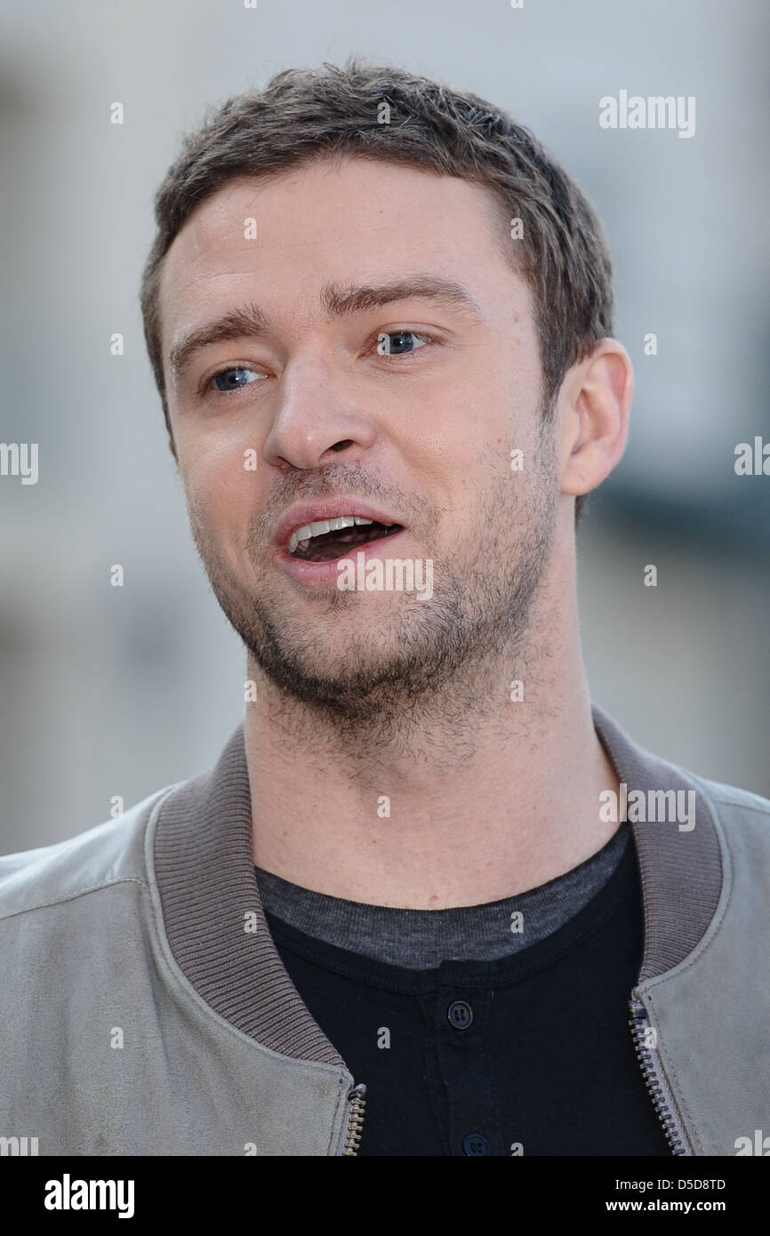 Justin Timberlake at a photocall to promote the movie "In Time" outside ...