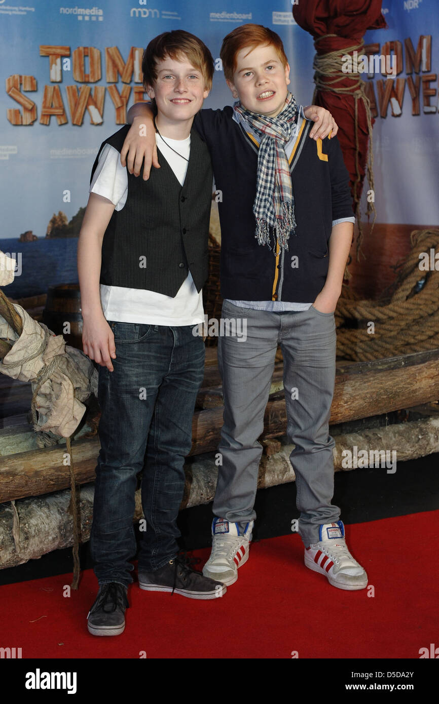 Louis Hofmann and Leon Seidel at the premiere of "Tom Sawyer" at ...
