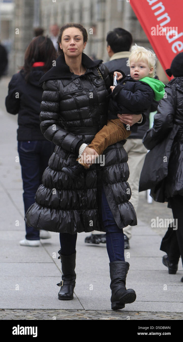 Lilly Becker walking with her son Amadeus near Friedrichstrasse in ...