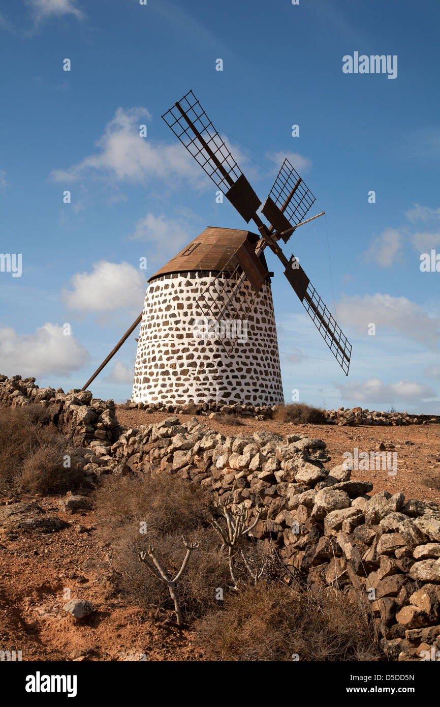 La Oliva, Spain, windmill on the Canary Island of Fuerteventura Stock ...