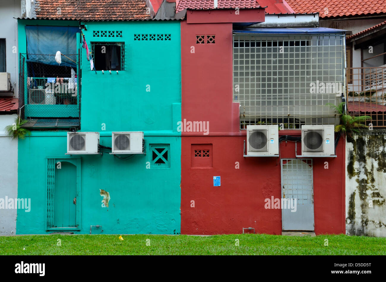 Grotty brown and blue-green wall Stock Photo - Alamy