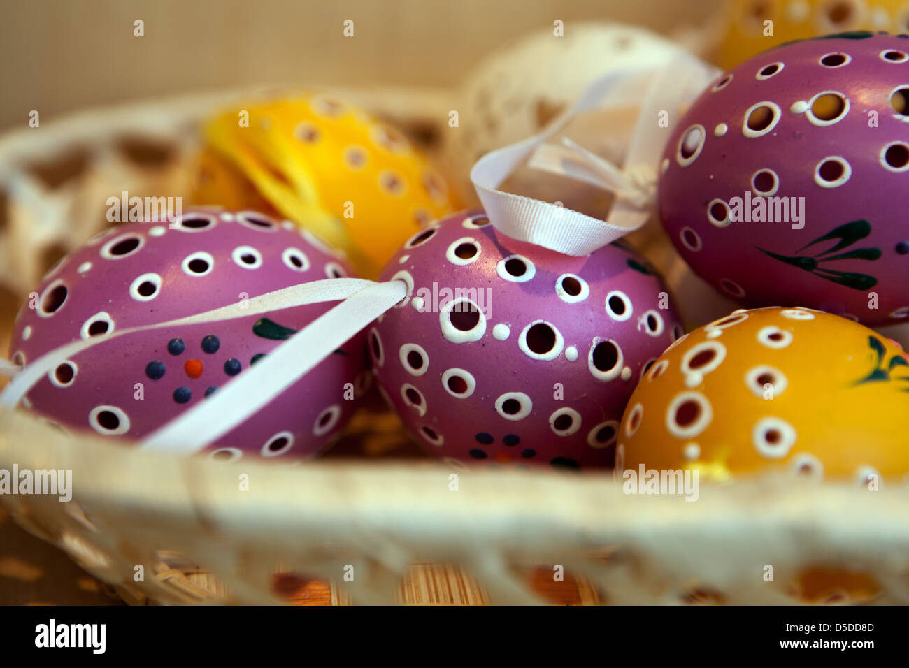 Original Czech Easter eggs basket, traditional Prague Czech Republic ...