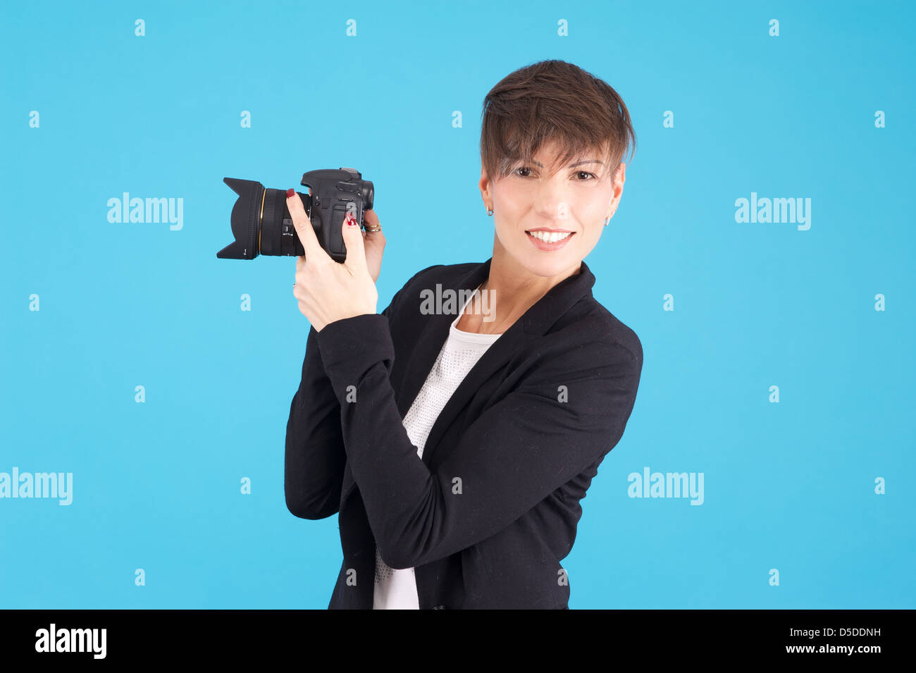 Woman photographer blue hi-res stock photography and images - Alamy