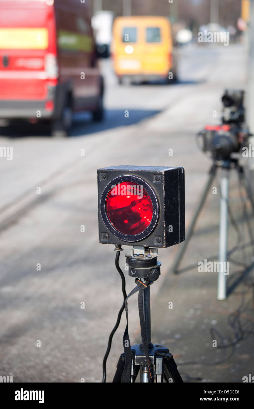 Duisburg, Germany, speed control using radar measuring Stock Photo - Alamy