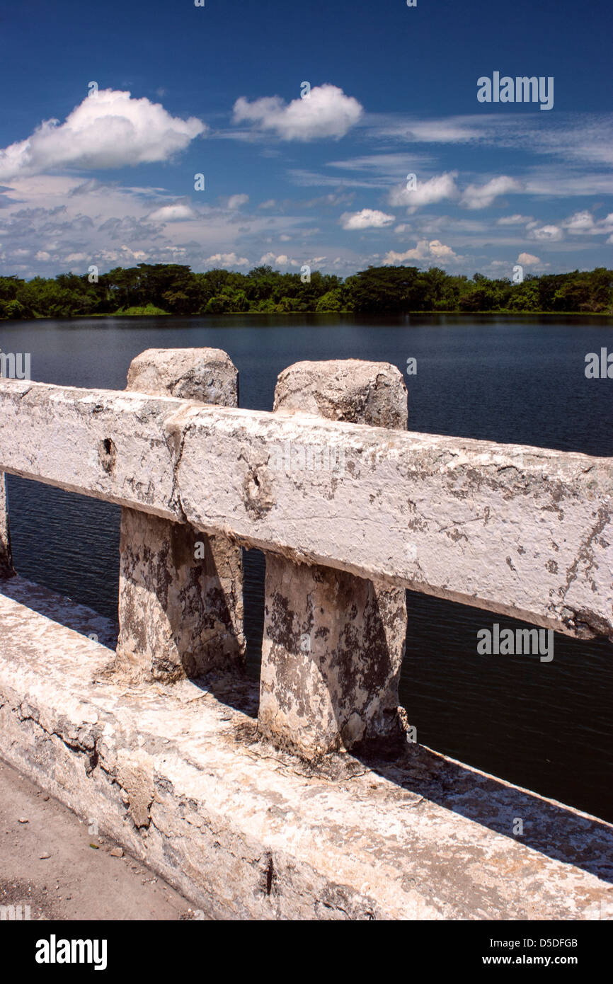 White painted bridge barrier Stock Photo - Alamy