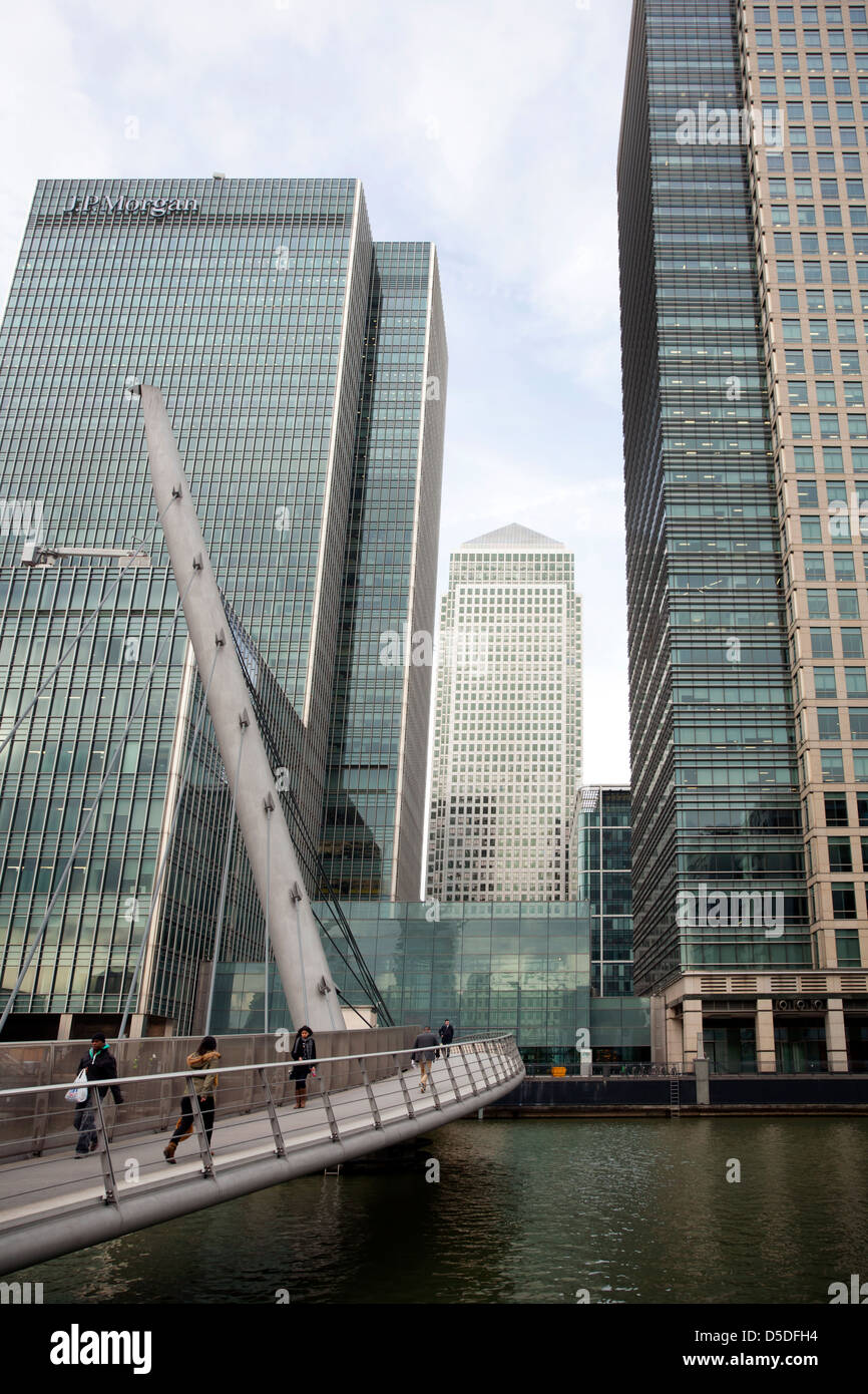London, United Kingdom, business hub of Canary Wharf in the Docklands ...