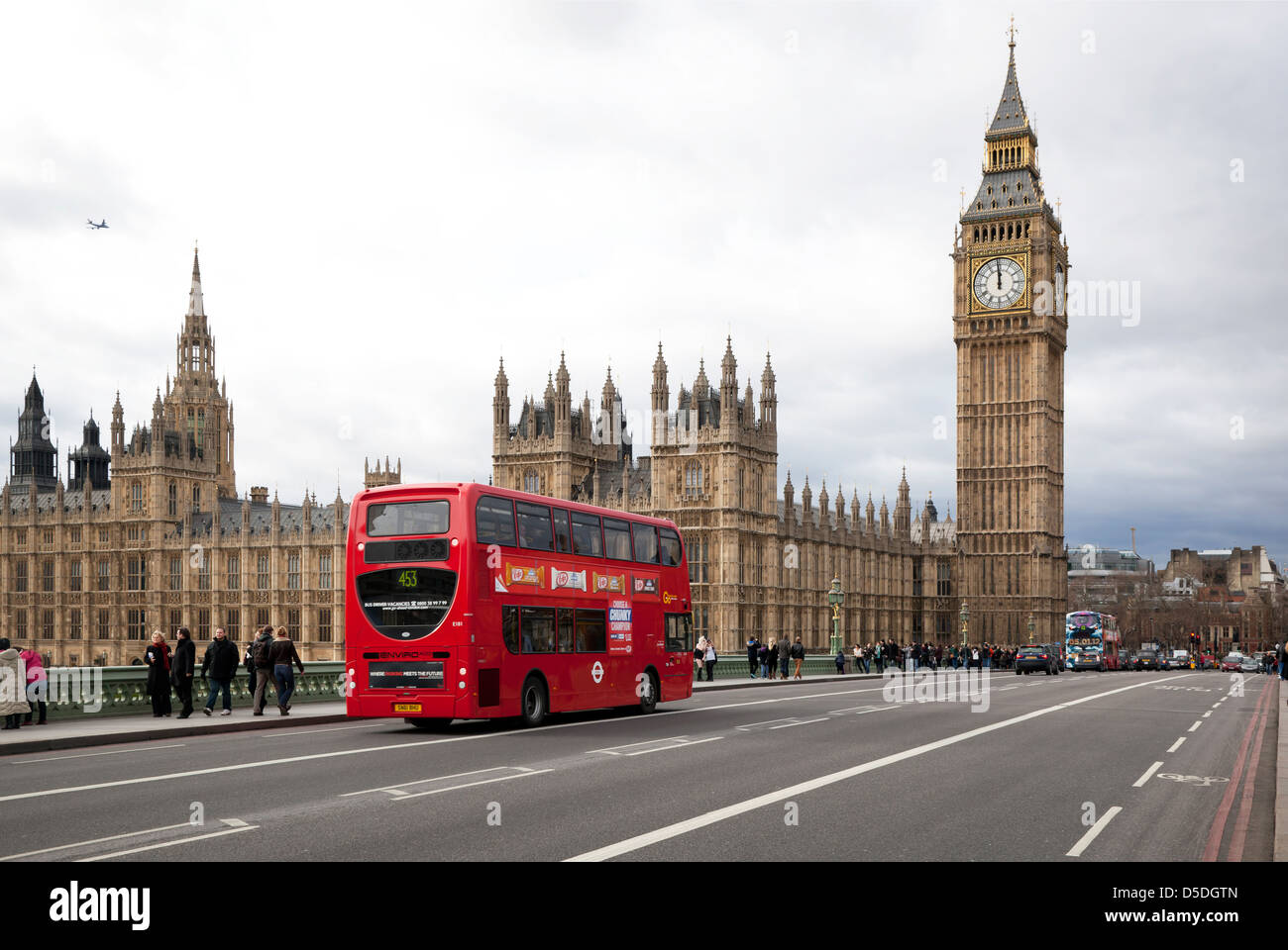 London, United Kingdom, traffic on Westminster Bridge in front of the ...