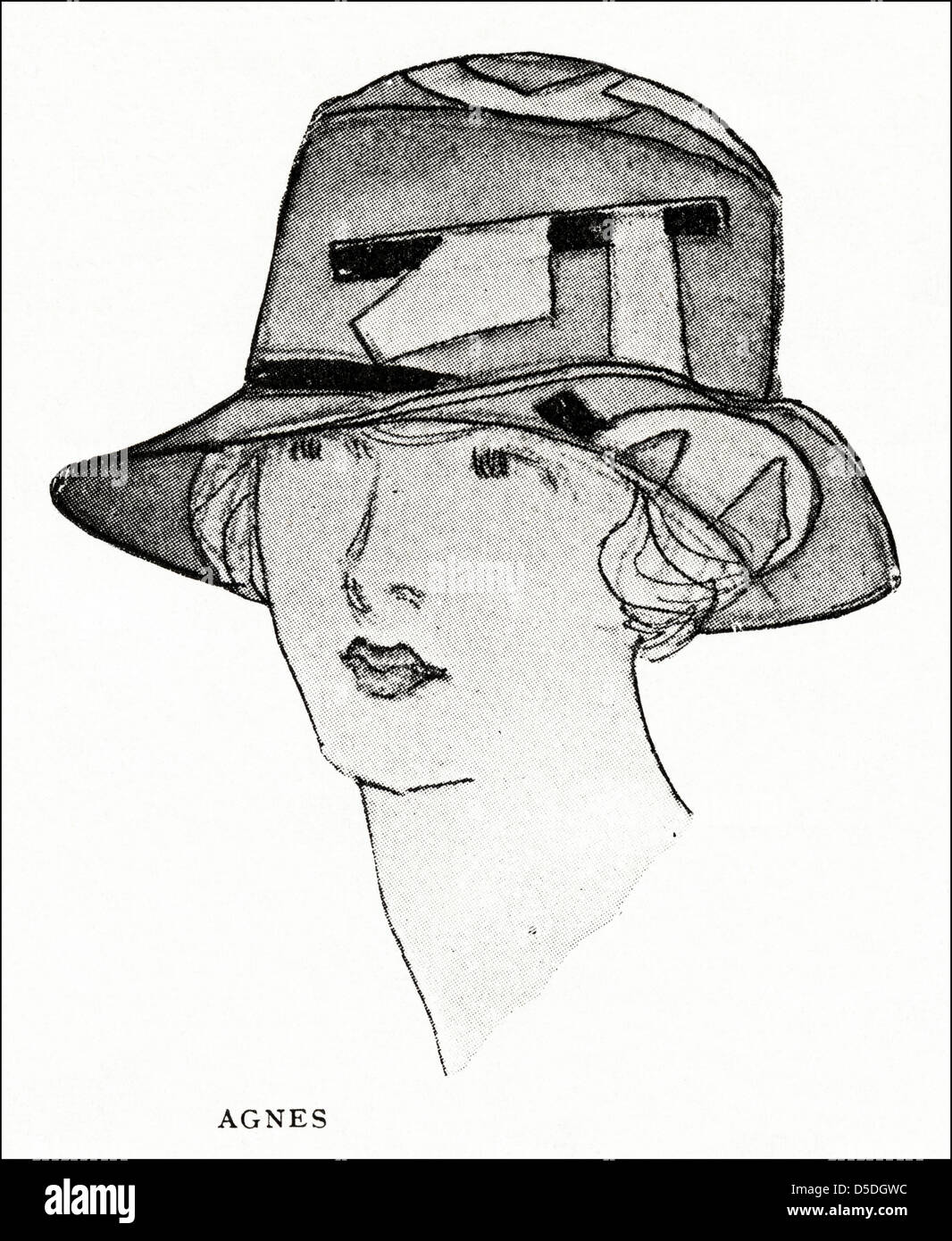 Paris fashion of 1923 by designer Agnes. Olive green hat with ...