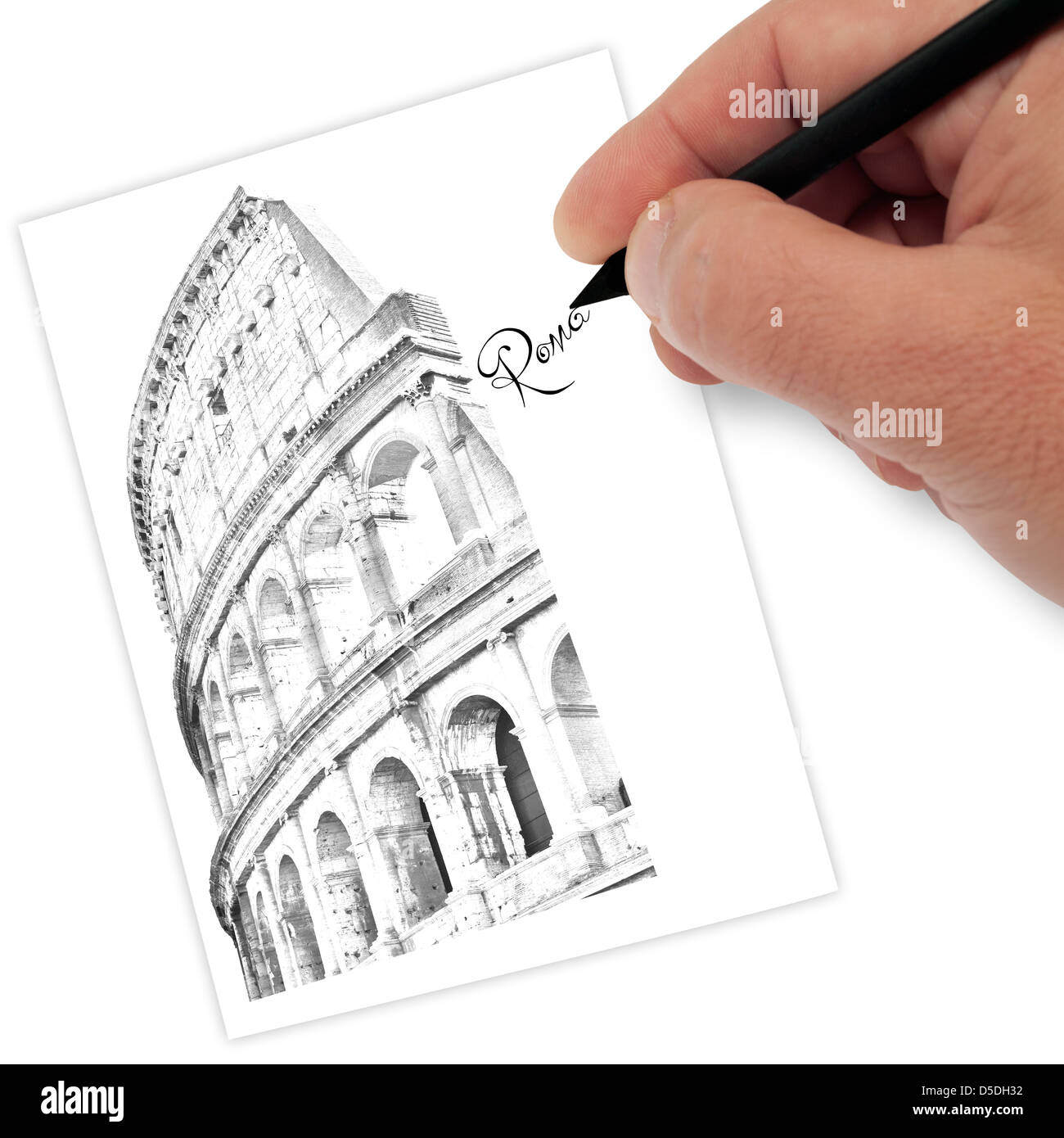artist drawing landscape of rome Stock Photo - Alamy