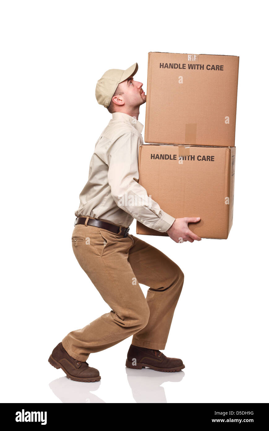 portrait of delivery man isolated on white background Stock Photo - Alamy