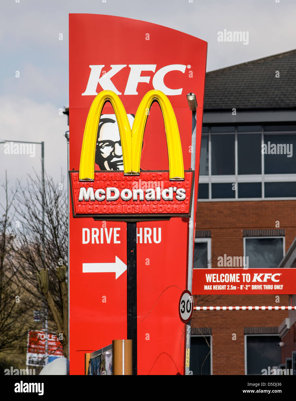 Fast food giants KFC and Macdonalds next to eacj other in the town of ...
