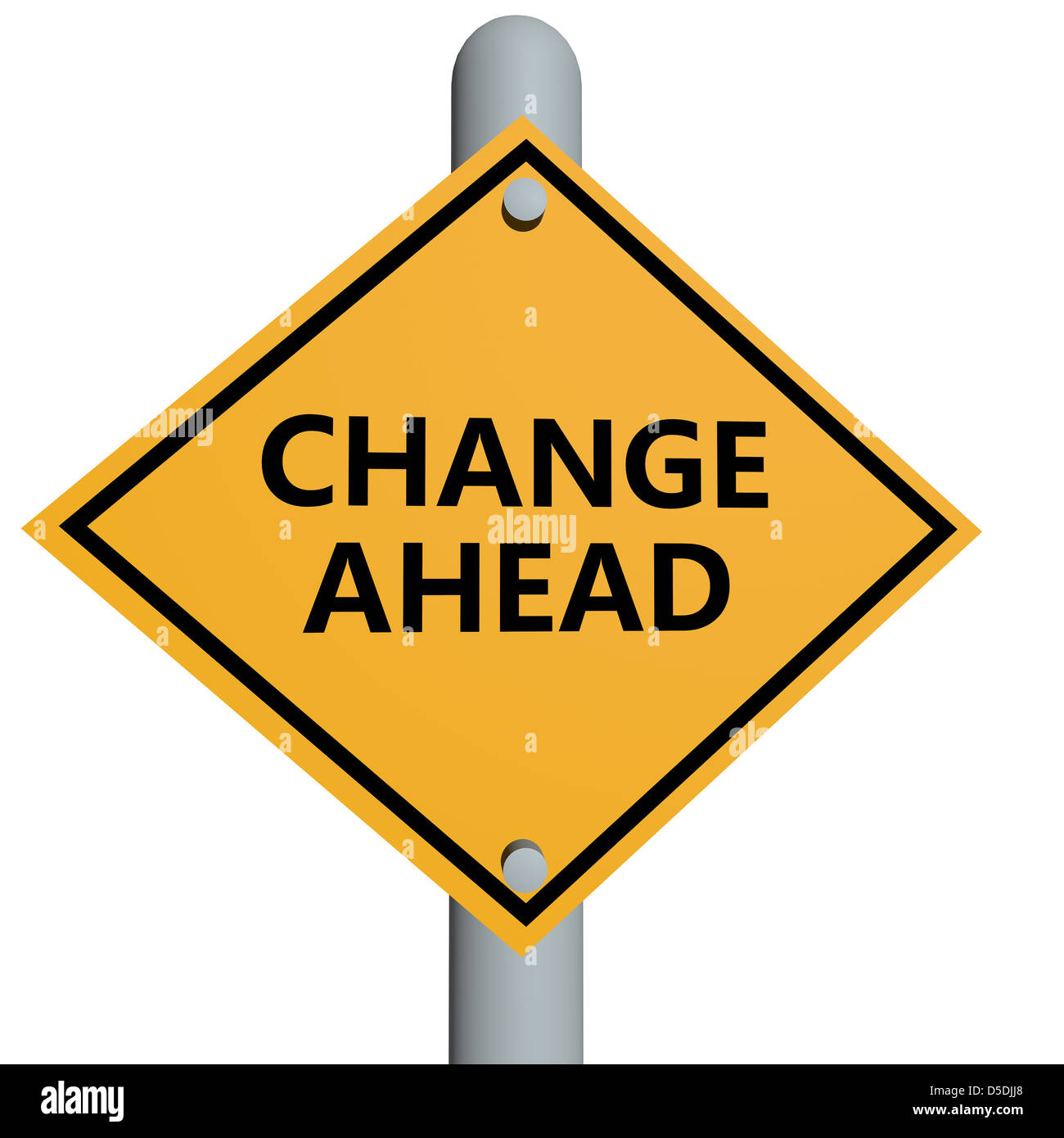 3D rendered image of road sign with change ahead text Stock Photo - Alamy