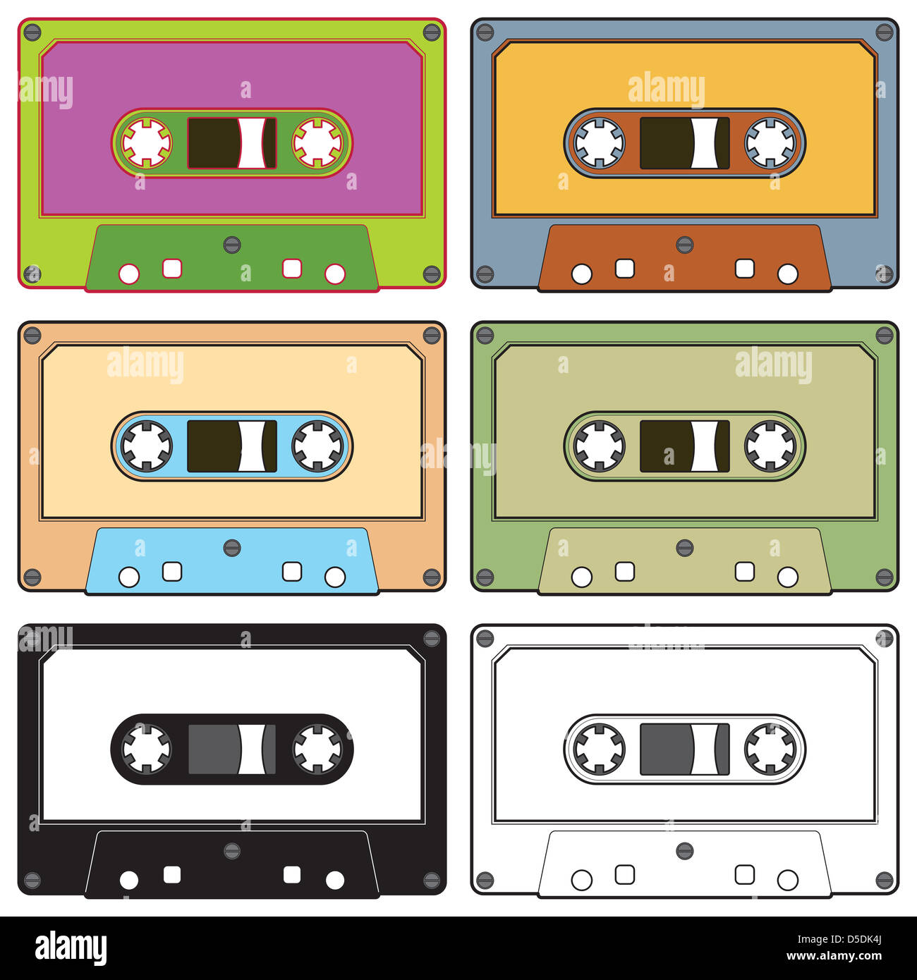 Realistic illustration of colorful radio cassettes tapes Stock Photo ...