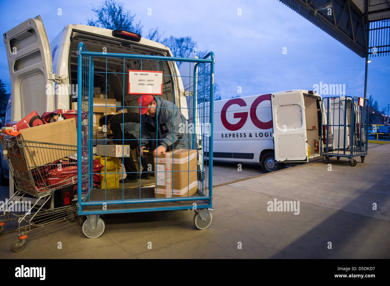 Berlin, Germany, packages at GO Express and Logistics Berlin are loaded ...