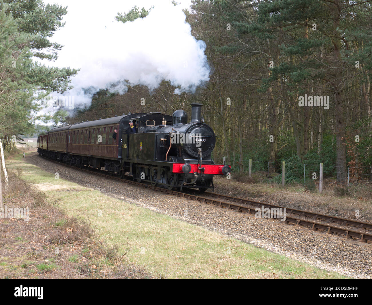 Steam loco 47406 entering Holt station , North Norfolk railway spring ...