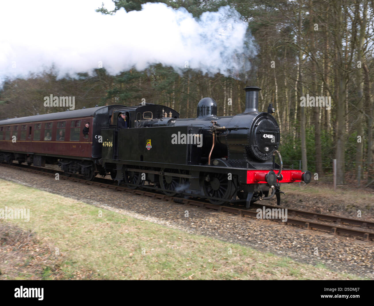 Steam loco 47406 pulling vintage BR Mark 1 coaches, North Norfolk ...