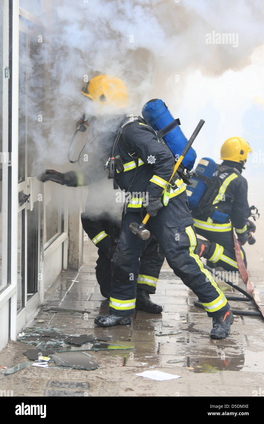London, UK. 29th March 2013 London Fire Brigade received multiple calls ...