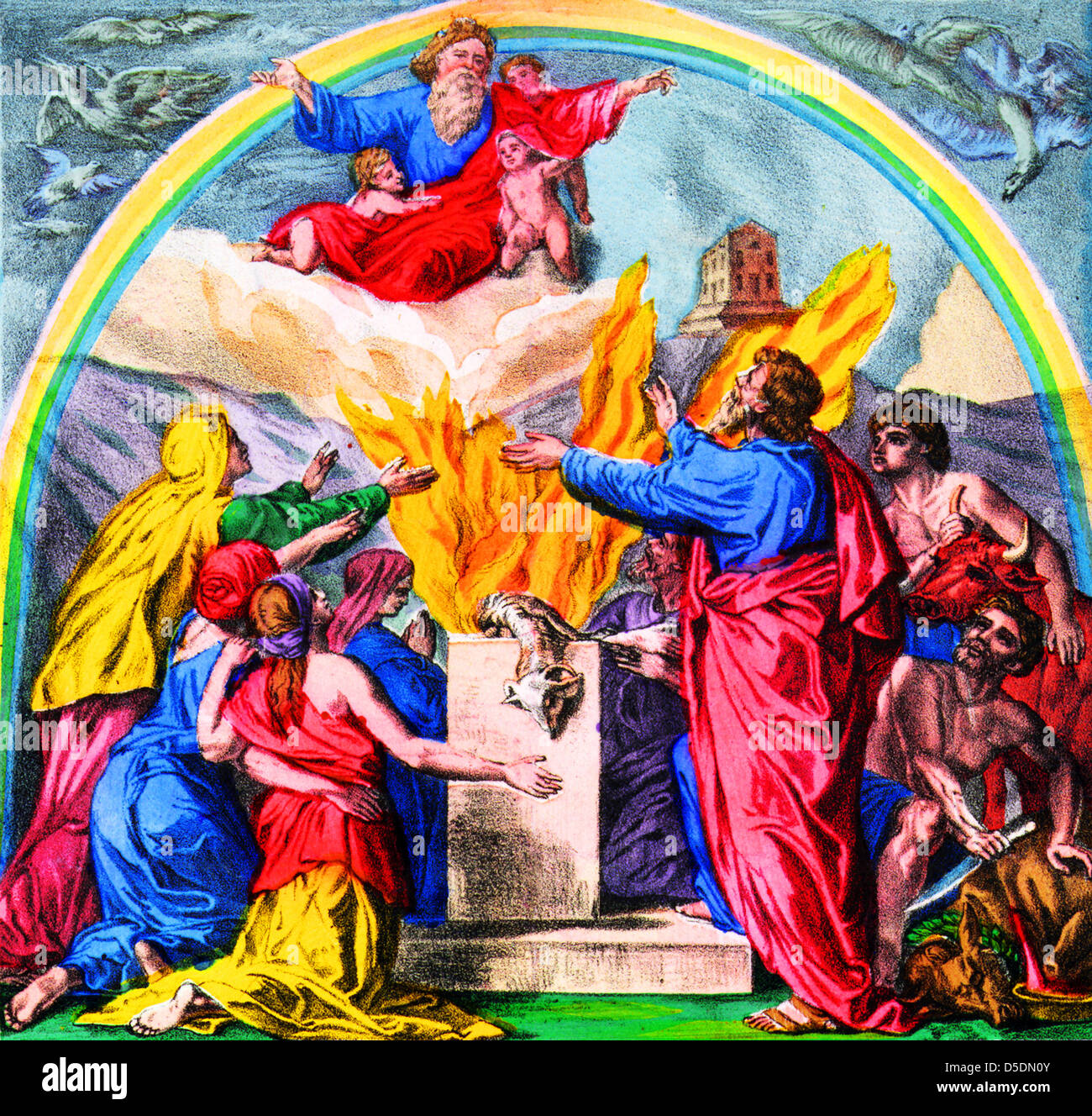 Vintage print depicting God's covenant with Noah Stock Photo - Alamy