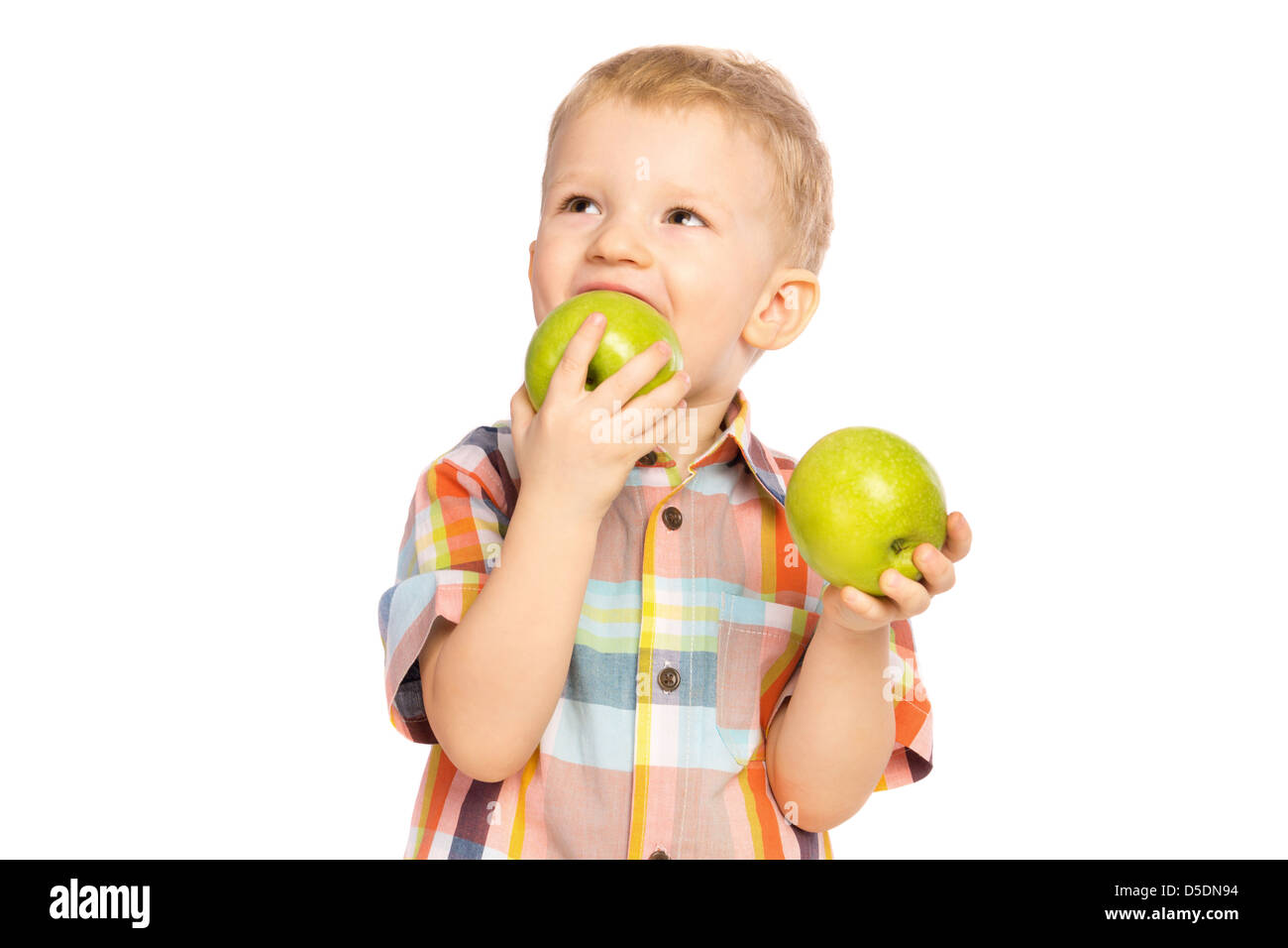 Beautiful happy smiling joyful child (little boy) eating healthy food ...