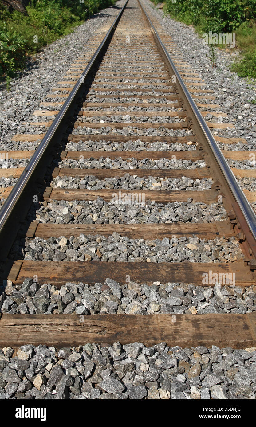 One-way railway track fading into the distance Stock Photo - Alamy