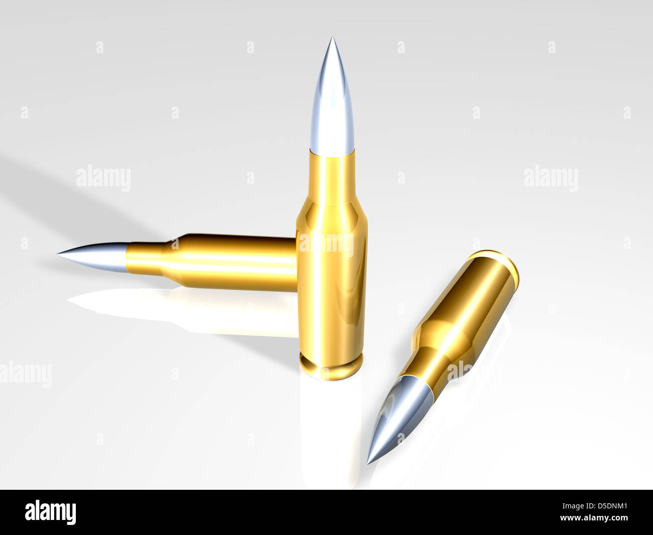 3D rendered bullets. Semi-isolated (with shadow and reflections Stock ...