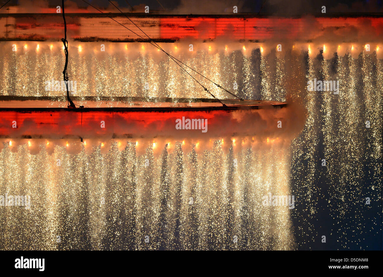 Fireworks on the metal rings Stock Photo - Alamy