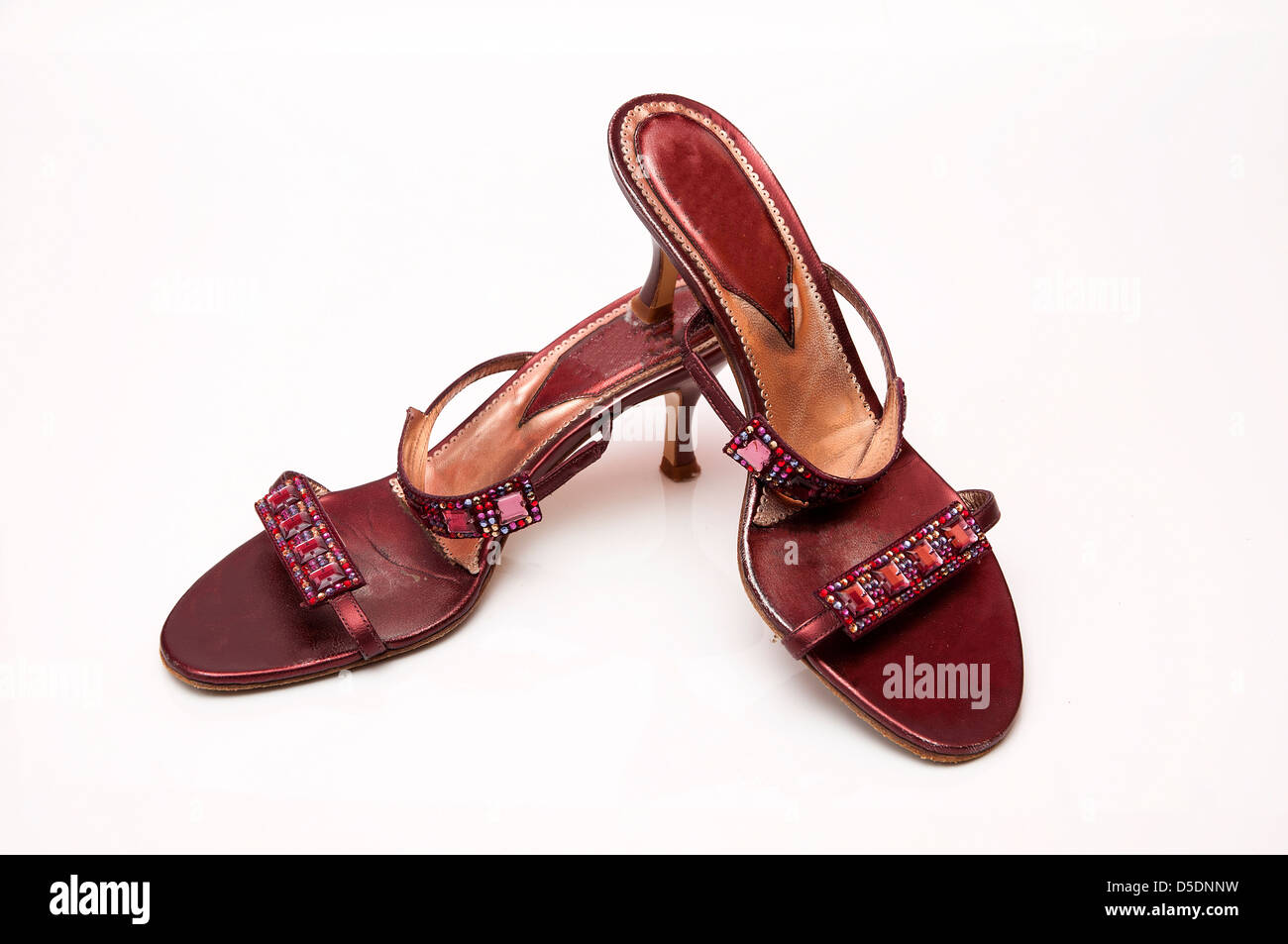 luxury shoes with heels maroon Stock Photo - Alamy